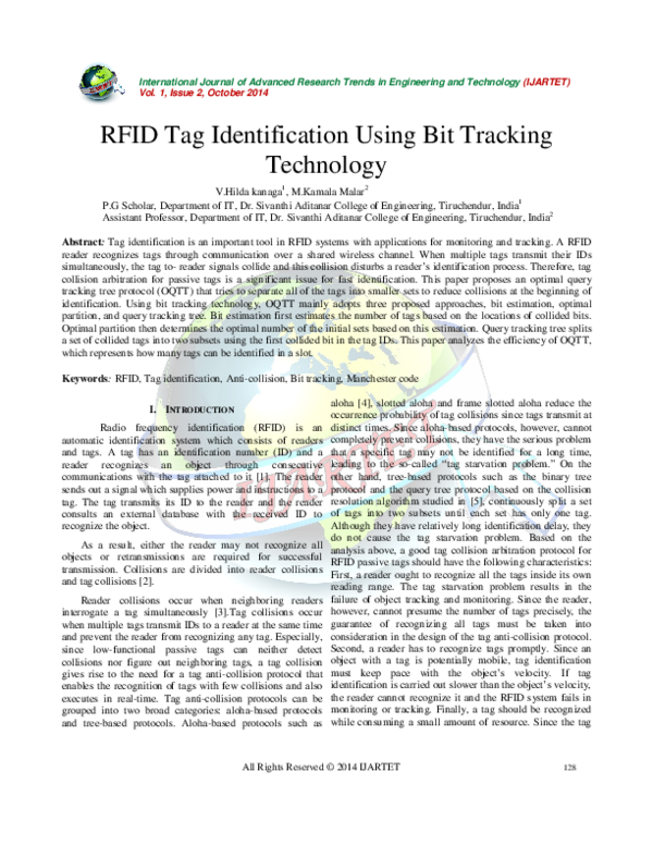 Pdf Rfid Tag Identification Using Bit Tracking Technology