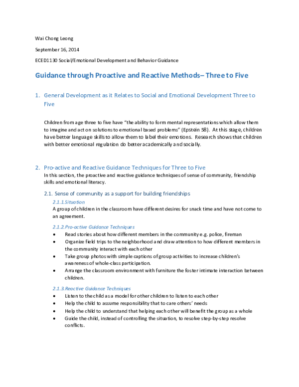(DOC) Guidance through Proactive and Reactive Methods Three to Five
