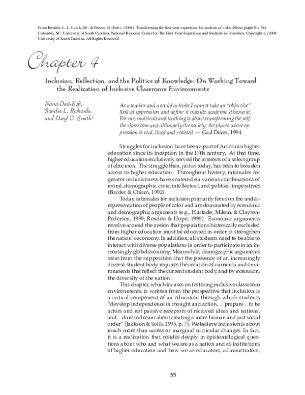 (PDF) Inclusion, Reflection, and the Politics of Knowledge: On Working ...