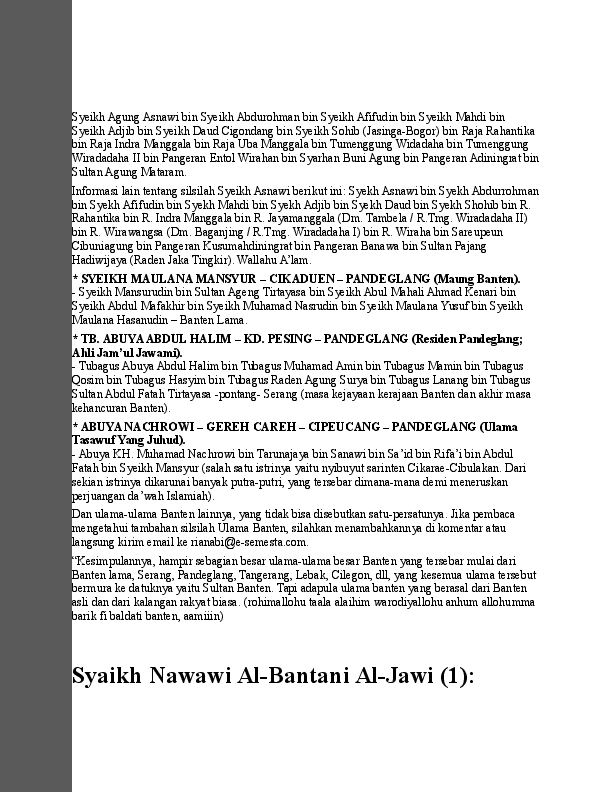 (DOC) Syaikh Nawawi Al Bantani
