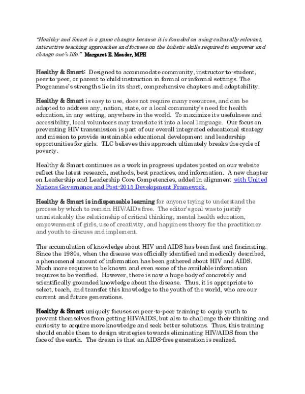 (DOC) HIV/AIDS Healthy and Smart Prevention
