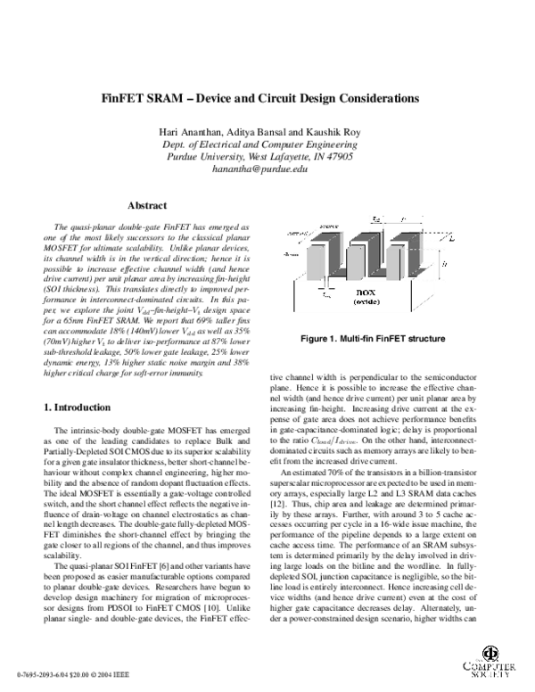 (PDF) FinFET SRAM - Device and Circuit Design Considerations