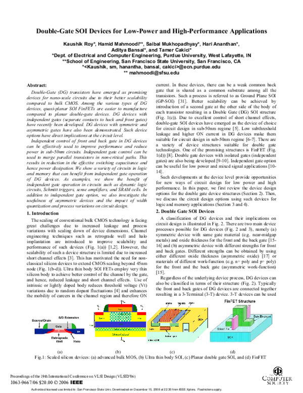 (PDF) Double-Gate SOI Devices for Low-Power and High-Performance ...