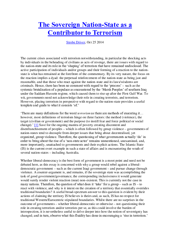 (DOC) The Sovereign Nation-State as a Contributor to Terrorism | Strobe ...