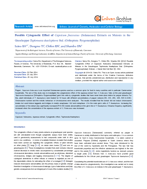 (PDF) Possible Cytogenetic Effect of Capsicum frutescens (Solanaceae ...