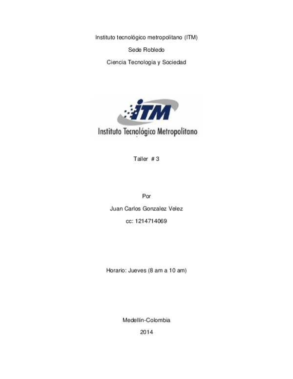(DOC) Instituto tecnológico metropolitano (ITM) Sede Robledo Ciencia ...