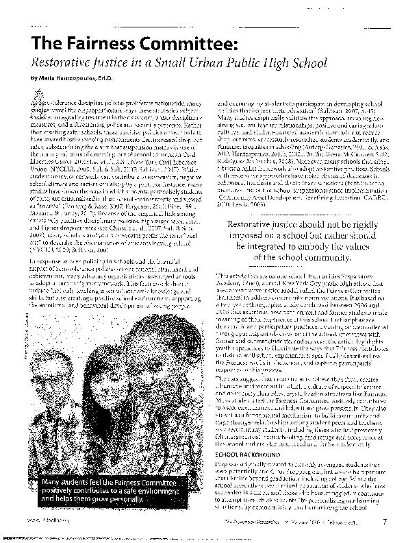 (PDF) (2013) The Fairness Committee: Restorative justice in a small ...