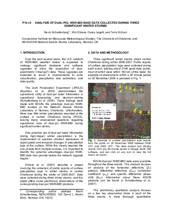 (PDF) ANALYSIS OF DUAL-POL WSR-88D BASE DATA COLLECTED DURING THREE SIGNIFICANT WINTER STORMS