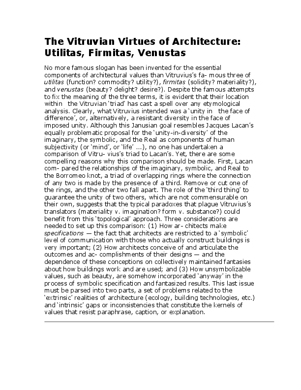 (DOC) The Vitruvian Virtues of Architecture