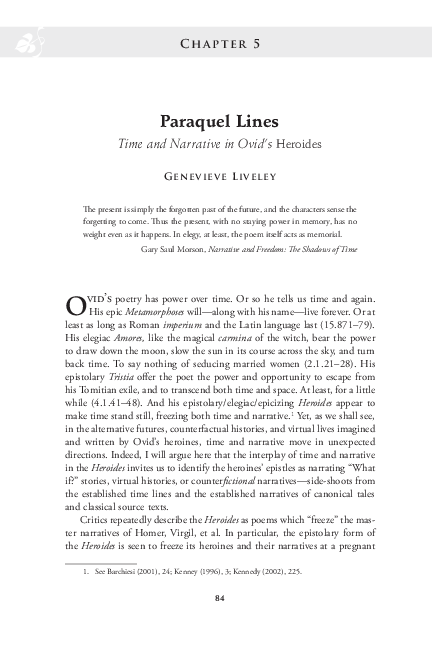 (PDF) • ‘Paraquel Lines: Time and Narrative in Ovid’s Heroides’ in ...