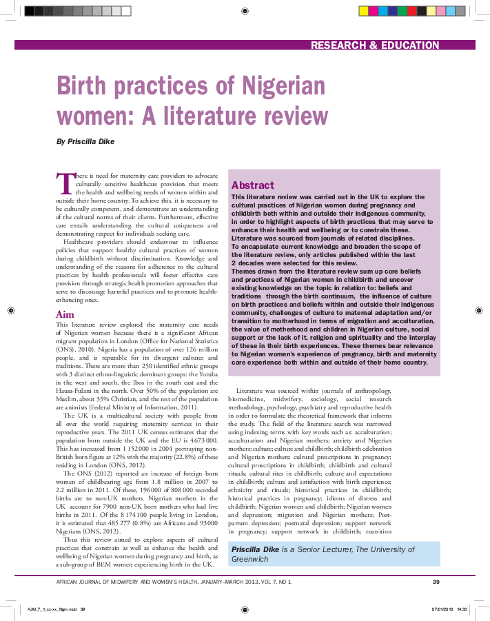 (PDF) Birth Practices of Nigerian Women