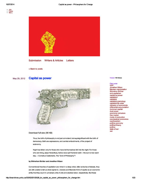 (PDF) Capital as Power