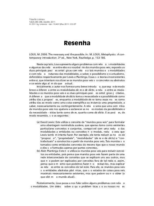 (PDF) The Necessary and the Possible (Michael Loux)