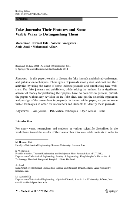 (PDF) Fake journals; their features and some viable ways to ...