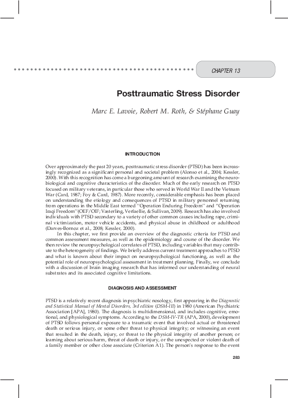 (PDF) Posttraumatic Stress Disorder - Neuropsychology of Psychopathology