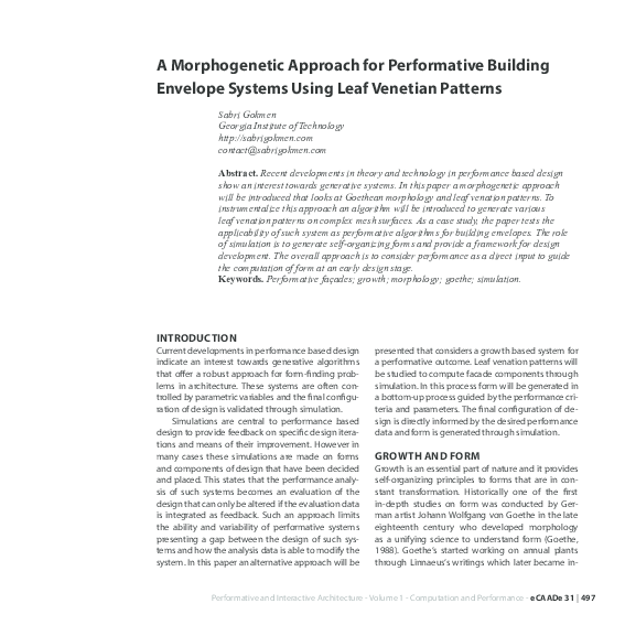 (PDF) A Morphogenetic Approach for Performative Building Envelope ...