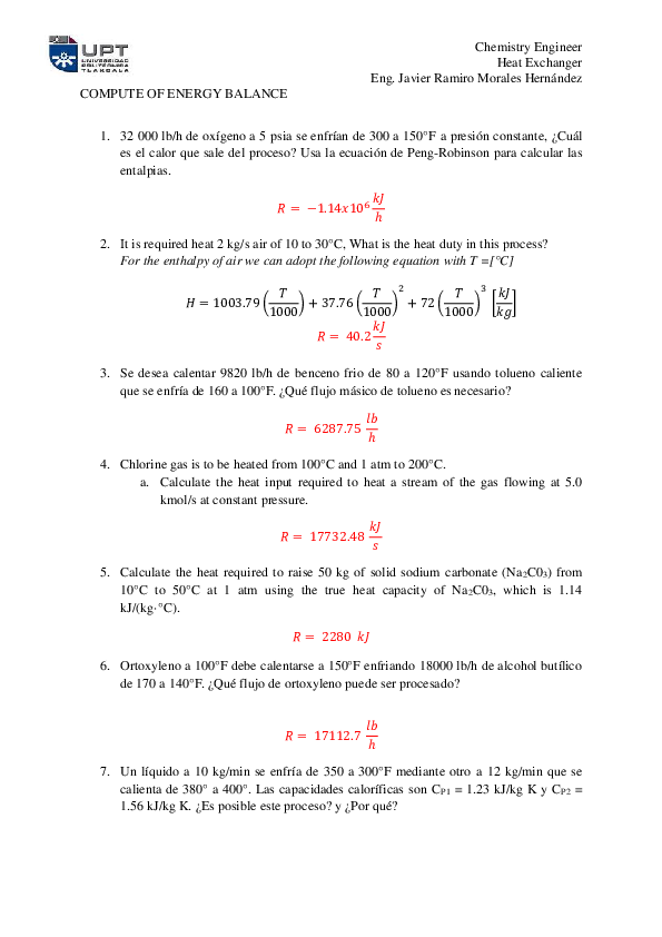 (PDF) Chemistry Engineer Heat Exchanger