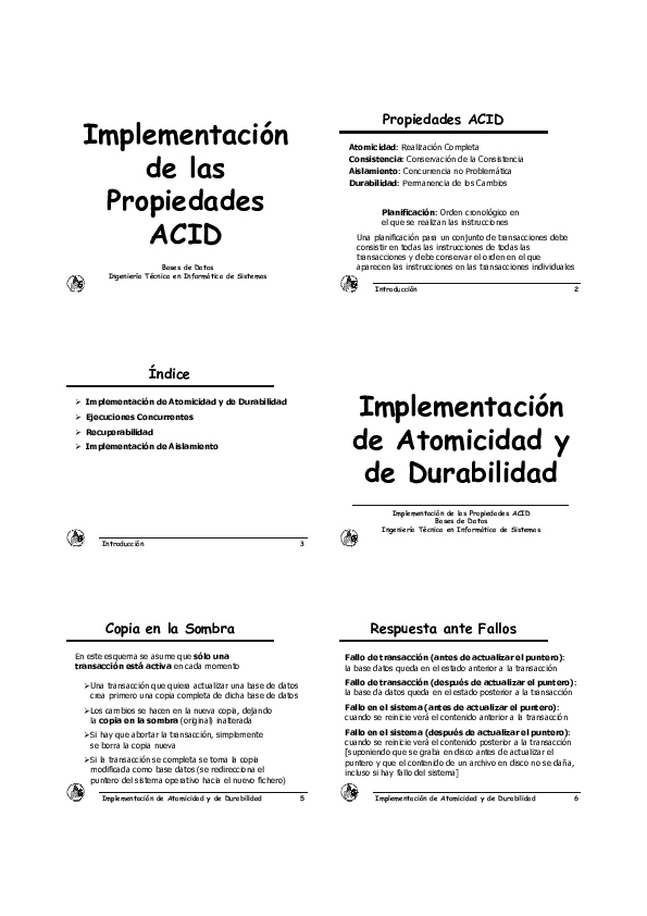 (PDF) Implementaci Implementaci ó ó n n de las de las Propiedades Propiedades ACID ACID Bases de ...