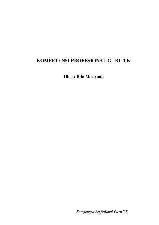 (PDF) Kompetensi Profesional Guru TK KOMPETENSI PROFESIONAL GURU TK