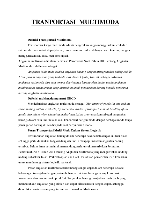 Transportasi Multimoda