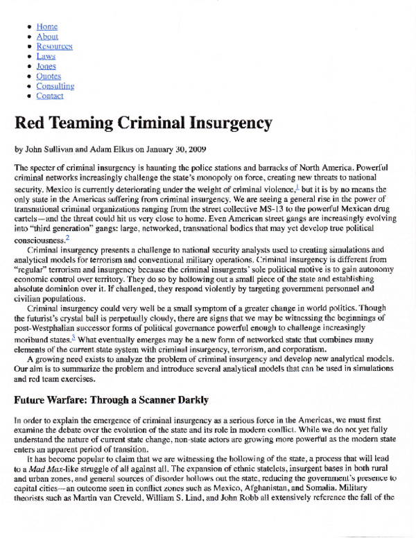 (PDF) Red Teaming Criminal Insurgency