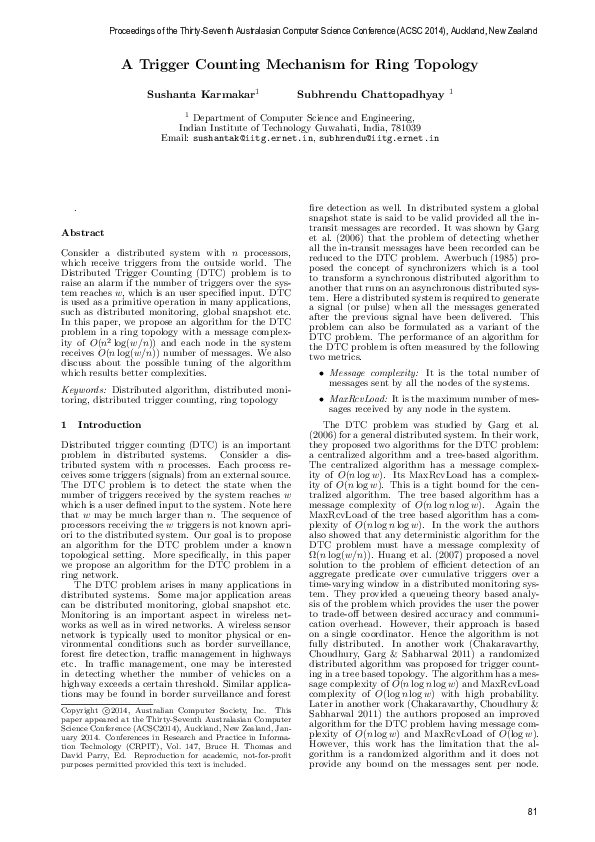 (PDF) A Trigger Counting Mechanism for Ring Topology
