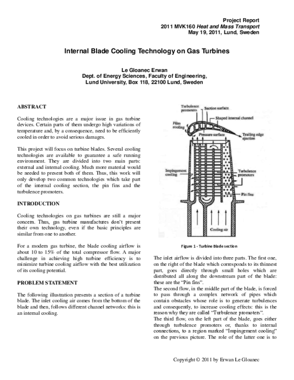 Internal Blade Cooling Technology on Gas Turbines