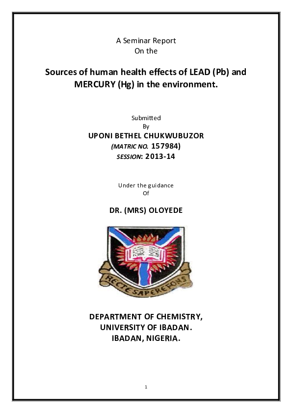 (DOC) Sources of human health effects of lead and mecury in the enviroment