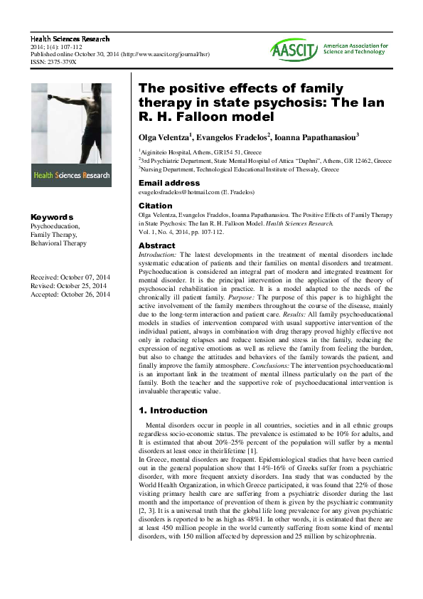 (PDF) The positive effects of family therapy in state psychosis: The ...