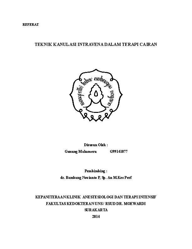 (DOC) TEKNIK KANULASI INTRAVENA DALAM TERAPI CAIRAN Disusun Oleh ...