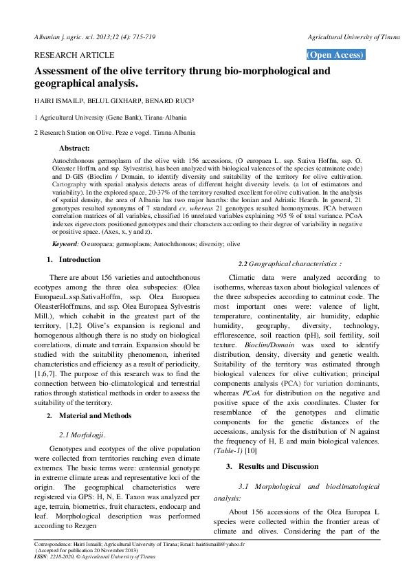 (PDF) Assessment of the olive territory thrung bio-morphological and ...