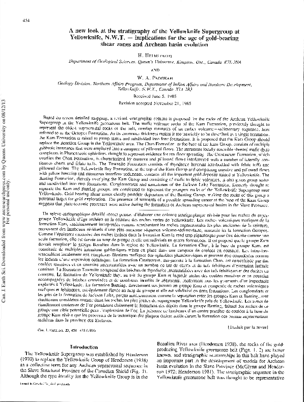 (PDF) A new look at the stratigraphy of the Yellowknife Supergroup at ...
