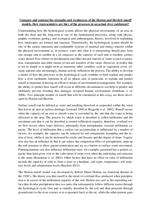 (DOC) Compare and contrast the strengths and weaknesses of the Horton ...