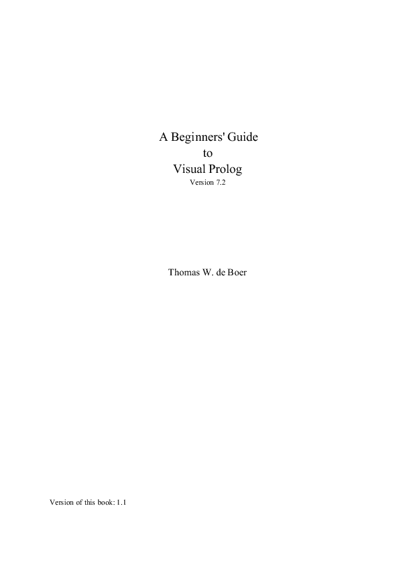 (PDF) A Beginners' Guide to Visual Prolog