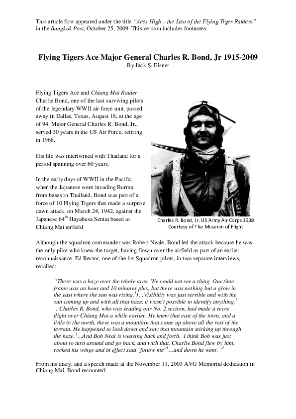 (DOC) Major General Charles R. Bond, Jr.: Aces High:The Last of the ...
