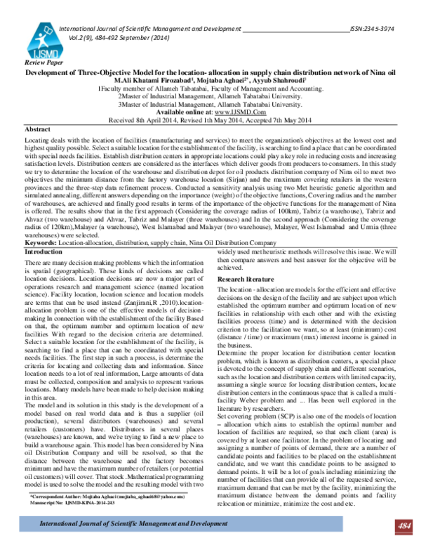 (PDF) Development of Three-Objective Model for the location - allocation in supply chain ...