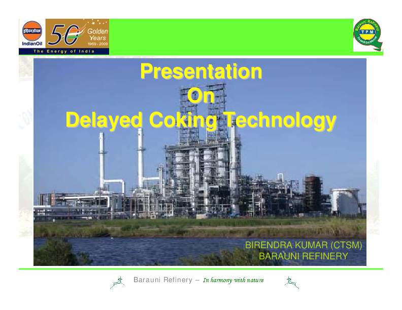 (PDF) Barauni Refinery – In harmony with nature Presentation ...