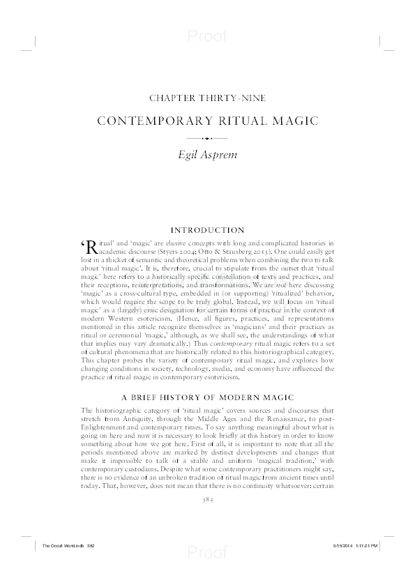 Contemporary Ritual Magic (Chapter 39, The Occult World)