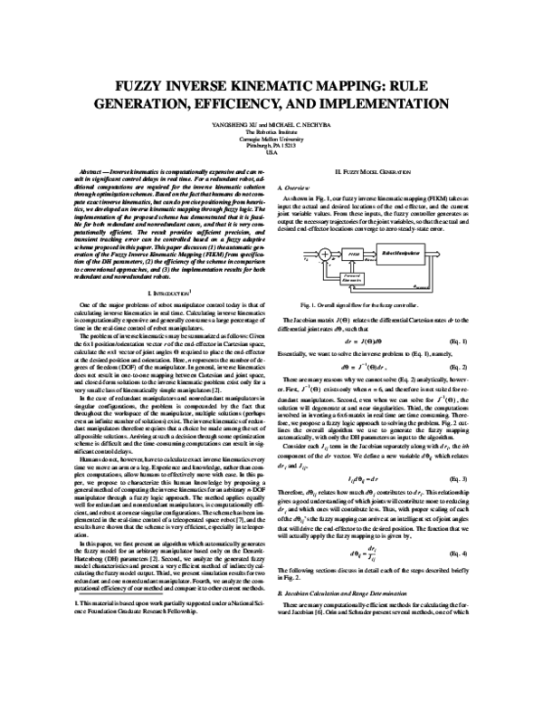 (PDF) FUZZY INVERSE KINEMATIC MAPPING