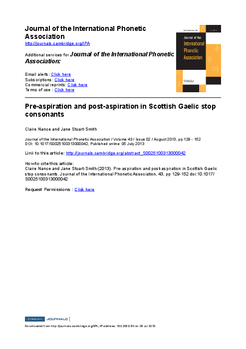 (PDF) Pre-aspiration and post-aspiration in Scottish Gaelic stop consonants