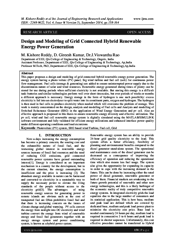 Pdf Design And Modeling Of Grid Connected Hybrid Renewable Energy Power Generation
