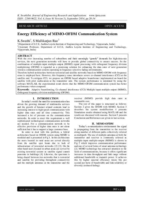 Pdf Energy Efficiency Of Mimo Ofdm Communication System