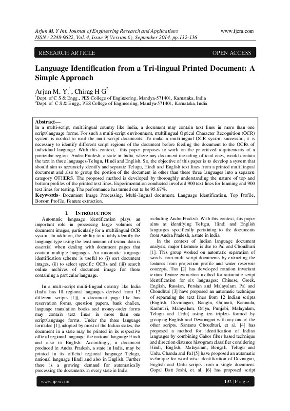 (PDF) Language Identification from a Tri-lingual Printed Document: A ...