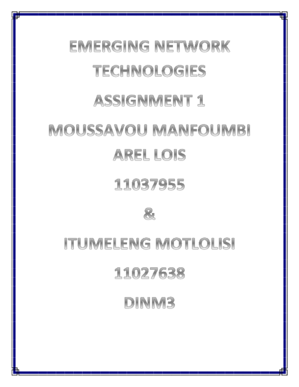 (DOC) EMERGING NETWORK TECHNOLOGIES ASSIGNMENT 1