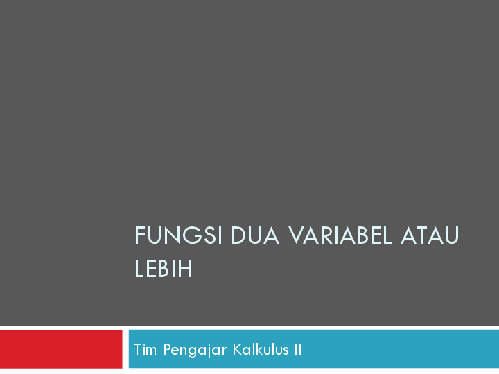 (PDF) FUNGSI DUA VARIABEL ATAU LEBIH