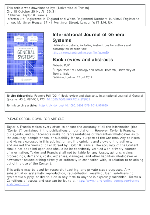 (PDF) Review of R. Rosen, Anticipatory Systems 2012