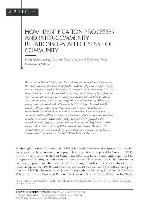 (PDF) How identification processes and inter-community relationships ...