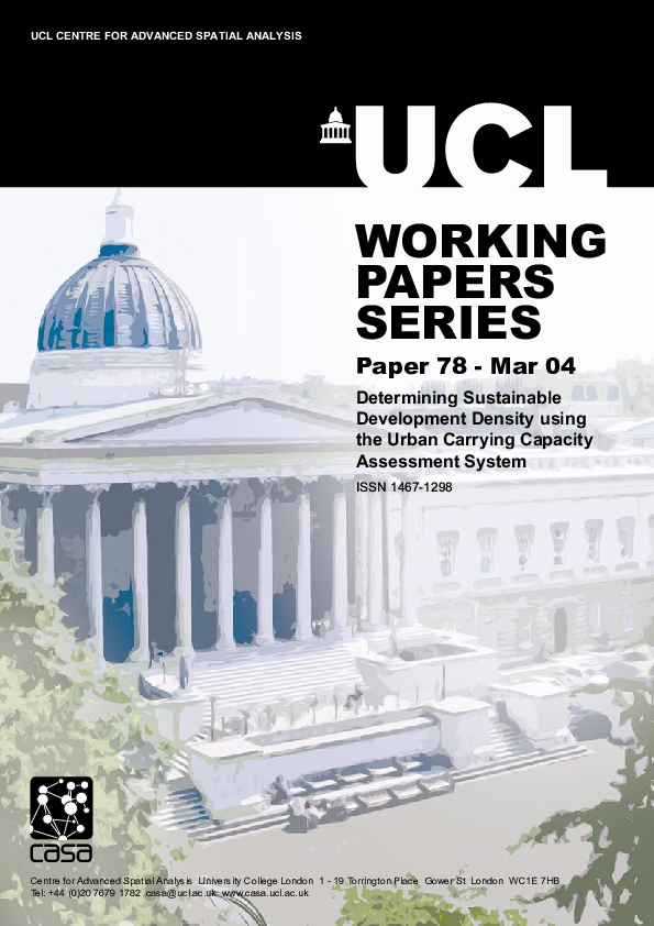 UCL CENTRE FOR ADVANCED SPATIAL ANALYSIS Determining Sustainable ...