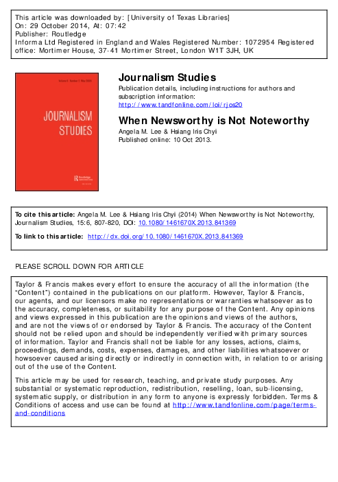 (PDF) When newsworthy is not noteworthy: Examining the value of news ...