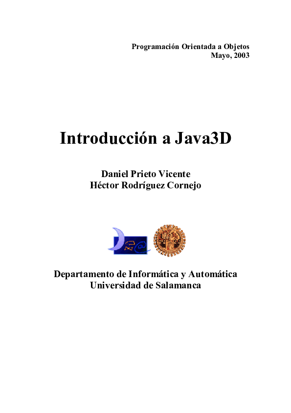 (PDF) Programación Orientada a Objetos Mayo, 2003 Introducción a Java3D